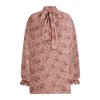 Dolce & Gabbana Bluse mit Blumenprint und Schleifendetail - - Blouses & Shirts - Damen - Mehrfarbig - 2XS