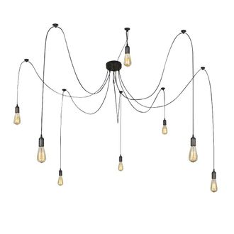 Globo Lighting Decken H&auml;nge Leuchte Kabel 1,5-3,5m Textil Schwarz Strahler Pendel Lampe Globo A110-8