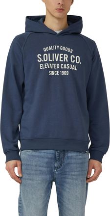 s.Oliver Hoodie S.OLIVER, Herren, Gr. L, blau, Sweatware, Obermaterial: 70% Baumwolle, 30% Polyester, bedruckt, regular fit normal, ohne Ausschnitt, Rippb&uuml;ndch