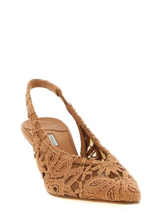 Le Silla Womens Chantilly Slingback Heel Brown Cotton Polyamide