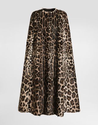 Dolce & Gabbana Leo Kid Leather Cape - Frau M&auml;ntel Und Jacken Animalprint 40