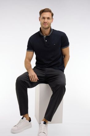 Eden Park Polo Bleu Marine En Coton Pima Avec D&eacute;tails Contrast&eacute;s