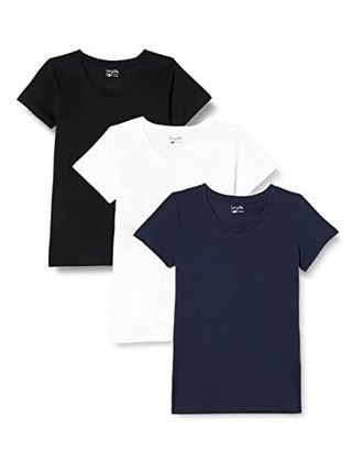 Berydale Berydale T-shirt avec col rond, Femmes, Noir/Blanc/Marine (lot de 3), 2XL