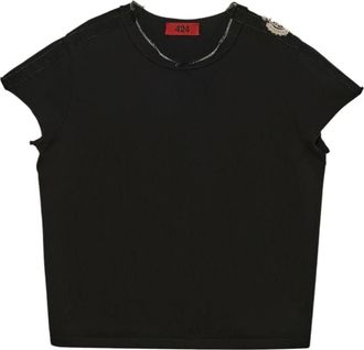 424 Femme, Tops, Noir, Taille: 38 FR Crest Jersey Scallop Tee