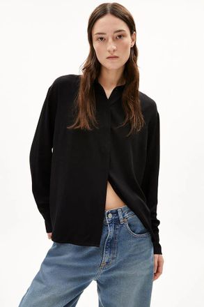 Armedangels Damen vegan Bluse Larisaana Schwarz