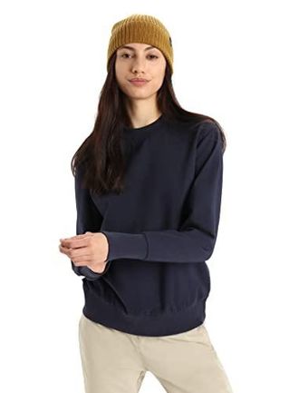 Icebreaker Femmes Central II Sweat-Shirt à Manches Longues - Sweat pour Femme - Laine Mérinos Mid Layer - Marine De Minuit, XL