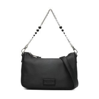 Emporio Armani Satin Shoulder Bag with Chain Strap - - Bags - Damen - Schwarzk - ONE SIZE