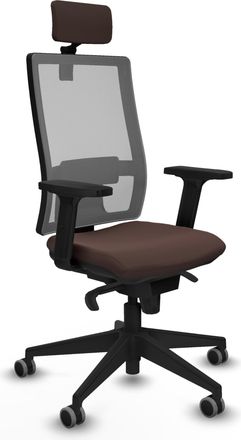 Piqueras y Crespo B&uuml;rostuhl mit R&uuml;ckenlehne und 2D-Armlehnen, h&ouml;henverstellbarer Lendenwirbelst&uuml;tze und h&ouml;henverstellbarem Kopfteil, Grau/Dunkelbraun