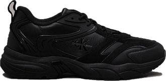 Calvin Klein Herren Chunky Sole Sneaker Retro Tennis Low Lace aus Leder, Schwarz (Triple Black), 46
