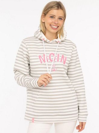 Zwillingsherz Kapuzensweatshirt Streifen Moin gestreift, gro&szlig;e MOIN- und Anker -Stickerei, Tasche vorne