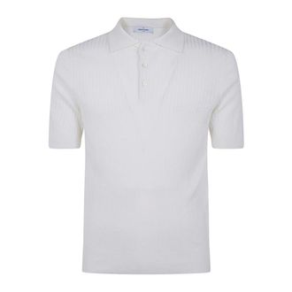 Gran Sasso Homme, Tops, Blanc, Taille: 3XL Polo en maille c&ocirc;tel&eacute;e