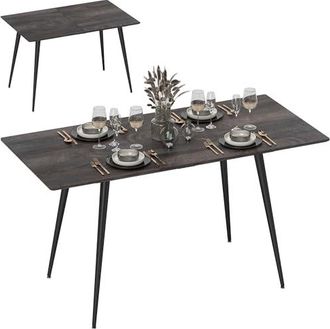 HOMCOM Esstisch ausziehbar rechteckig K&uuml;chentisch f&uuml;r 6-8 Personen mit Holzoptik, Schiebeschienen und Verriegelungen Esszimmertisch, Grau, 120-160 cm