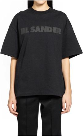 Jil Sander Femme, Tops, Noir, Taille: 40 FR Logo T-Shirt