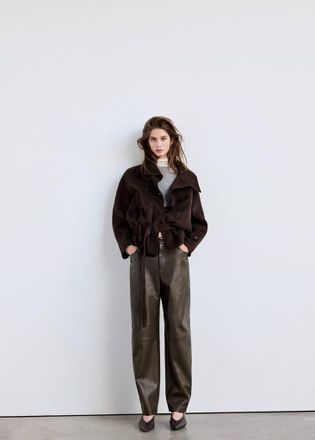 Mango Ballonhose in Lederoptik schokolade - Damen - 34 - MANGO