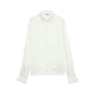 Zadig&Voltaire Femme, Blouses et Chemises, Blanc, Taille: 36 FR Thely Satin Shirt