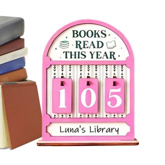 Generic Books Read This Year Counter, Book Counter Sign for Reading Goal Display, Reading-Tracker Sign for Home Library Decoration, Book Suncatcher Bookshelf 