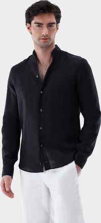 van Laack Leinenhemd mit Stehkragen