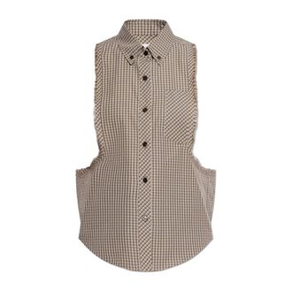 Versace Femme, Blouses et Chemises, Brun, Taille: 38 FR Gilet &agrave; bords francs