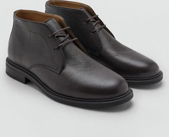 Mango Bottines cuir lacets chocolat - Homme - 39 - MANGO MAN