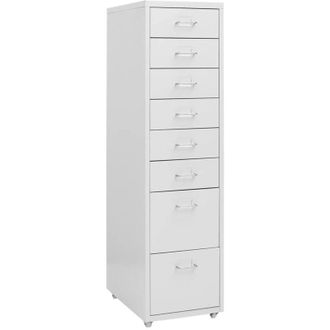 vidaXL Vidaxl - Classeur mobile gris 28x41x109 cm en m&eacute;tal - 8 tiroirs avec poign&eacute;es en m&eacute;tal - Capacit&eacute; 45 kg - Facile &agrave; d&eacute;placer sur roulettes