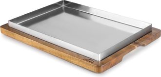 Lacor 60830 - Reisflach, Edelstahl und Akazienholz, ideal zum Backen und Grillen, 33x23 cm