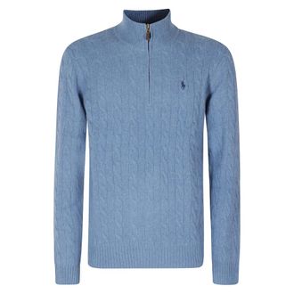 Polo Ralph Lauren Pull &agrave; col roul&eacute; zipp&eacute; - Homme - Pulls - Bleu - Taille: M