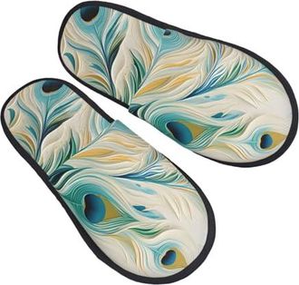 Generic Plumes De Paon Boh&egrave;mes Unisexe Slippers Respirantes Chaussons Doux Pantoufles Pour Automne Ext&eacute;rieur Int&eacute;rieur M