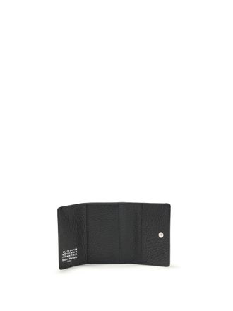 Maison Margiela Womens Leather Wallet With White Stitch Black Calf & Purses