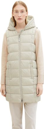 Tom Tailor Damen Longstyle Lightwight Weste mit Kapuze, 27609 - Cold Beige, XXXL