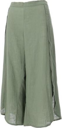 Guru Shop Guru-Boutique, Pantalon Palazzo, Culotte, Pantalon D&eacute;t&eacute; Ouvert, Vert Olive Clair, Ducoton, Size:L (42), Pantalons Longs