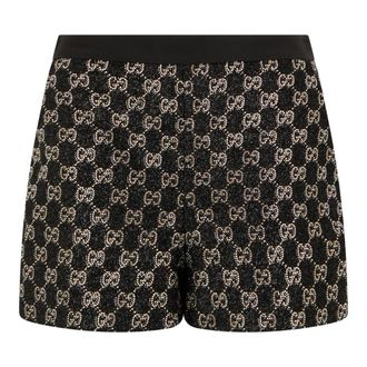 Gucci Bestickte Woll-Tweed-Lam&eacute;-Shorts - - Shorts - Damen - Schwarzk - XS
