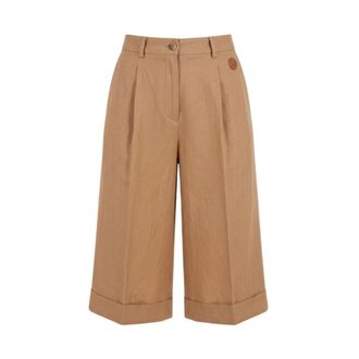 Trussardi Bermuda large &agrave; taille haute - Femme - Shorts - Beige - Taille: 38 FR