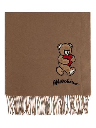 Moschino écharpe à broderie Teddy Bear - Tons neutres