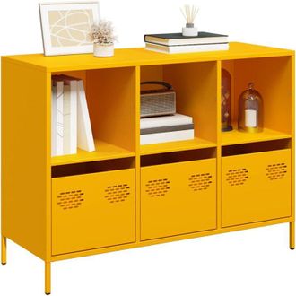 vidaXL Vidaxl - Buffet jaune moutarde 101,5x39x73,5 cm acier laminé à froid