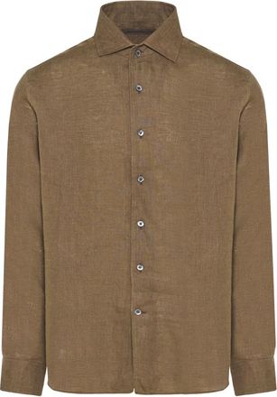 Corneliani Homme, Chemises, Brun, Taille: 2XL Linen Shirt