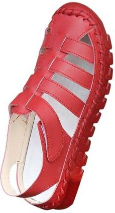Generic Sandales de sport pour femme - Creuses - Plates - Couleur unie - Douces - Respirantes - Chaussures d&eacute;t&eacute; pour femme, rouge, 40 EU