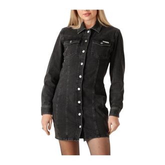 Calvin Klein LS Denim Mini Dress - - Dresses - Damen - Schwarzk - S