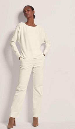 Madeleine Langarmshirt Shirt mit Fledermaus&auml;rmeln und Struktur Langarmshirt mit U-Boot-Ausschnitt in Viskosequalit&auml;t