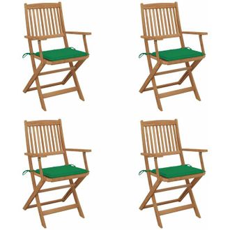 vidaXL Klappbare Gartenst&uuml;hle 4 Stk. mit Kissen Massivholz Akazie vidaXL