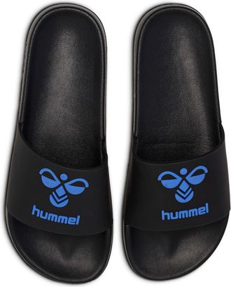Hummel Unisex HML Essential Pool Slide Slipper, Black/True Blue, 44 EU