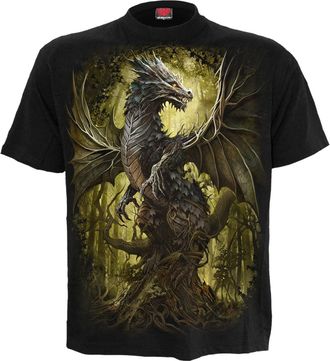 Spiral Oak Dragon M&auml;nner T-Shirt schwarz 4XL 100% Baumwolle Basics, Drachen, Rockwear