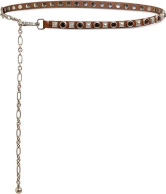 Etro Femme, Accessoires, Brun, Taille: S Ceinture en cuir avec cristaux et rivets