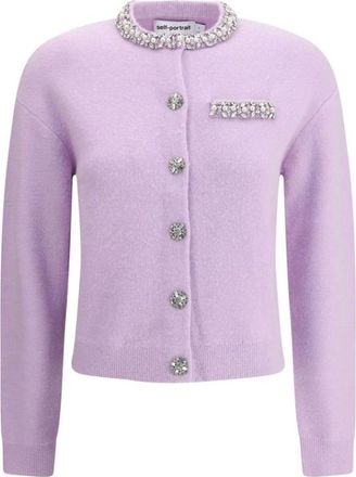 Self Portrait Femme, Pulls, Violet, Taille: 38 FR Cardigan orné de bijoux