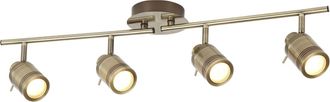Searchlight Samson - 4 Licht Badezimmer Deckenstrahler Bar Antik Messing IP44, GU10