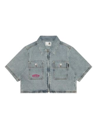 Aape By A Bathing Ape chemise crop à fermeture zippée - Bleu