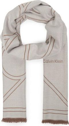 Calvin Klein Schal Emblem Repeat Lw Shawl W Fringes LV04F8074G Wei&szlig;