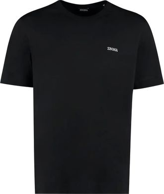 Ermenegildo Zegna logo-embroidered T-shirt - Noir