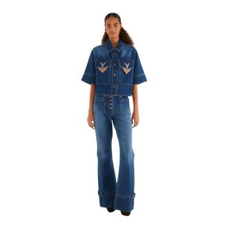 Farm Rio Porzellanv&ouml;gel Denimhemd - - Blouses & Shirts - Damen - Blau - S