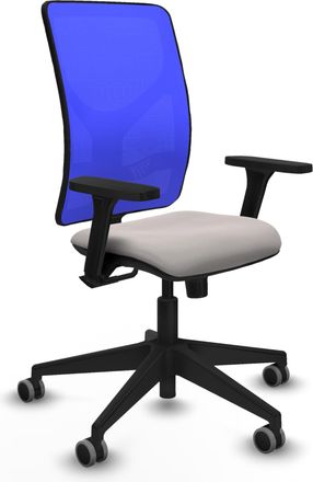 Piqueras y Crespo Schreibtischstuhl mit Rollen aus Silikon, mit 3D-Armen, h&ouml;henverstellbare Lendenwirbelst&uuml;tze, ausgestattet mit 3 Positionen und Schneideschaum, Blau/W