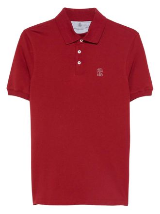 Brunello Cucinelli Poloshirt mit Logo-Stickerei - Rot